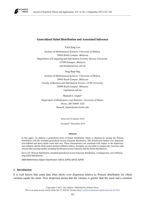 Pdf Generalized Sichel Distribution And Associated Inference