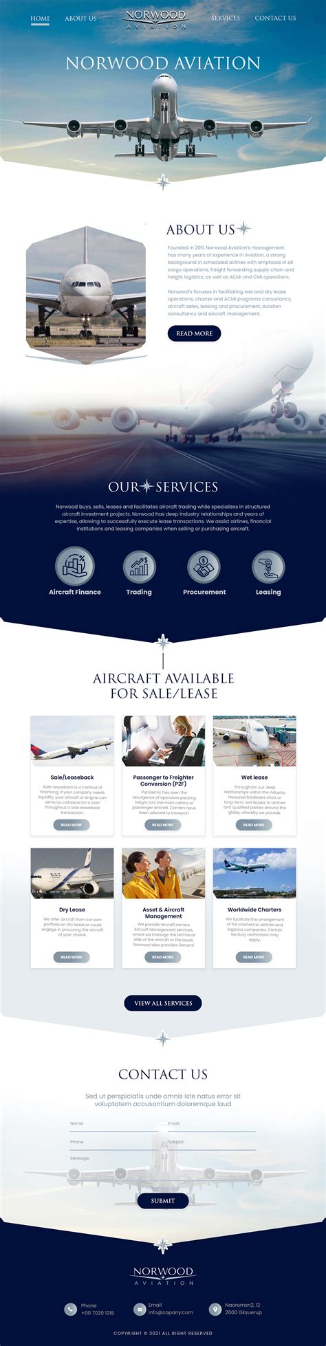 Elegant Playful Commercial Aviation Web Design For A Company By