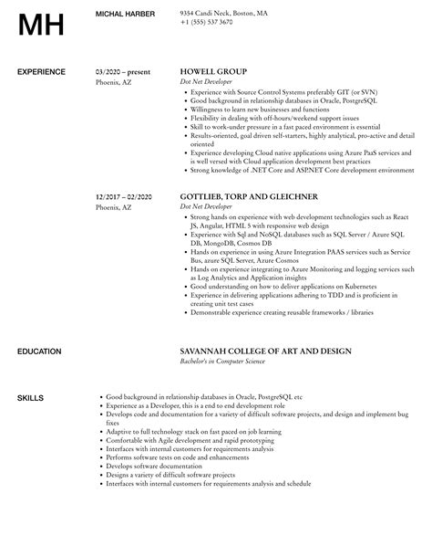 Dot Net Developer Resume Samples Velvet Jobs