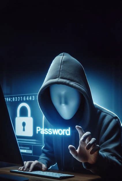 Premium Photo A Hacker In A Hooded Sweatshirt Grabs The Word Password On A Computer Screen