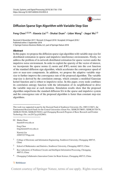 Diffusion Sparse Sign Algorithm With Variable Step Size Request Pdf
