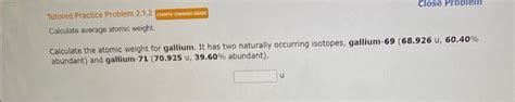 Solved Calculate Average Atomic Weight Calculate The Atomic