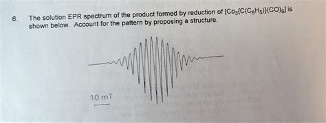 Solved The Solution Epr Spectrum Of The Product Formed By