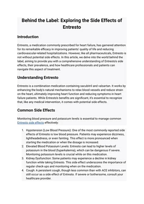 Ppt Behind The Label Exploring The Side Effects Of Entresto Powerpoint Presentation Id12495995