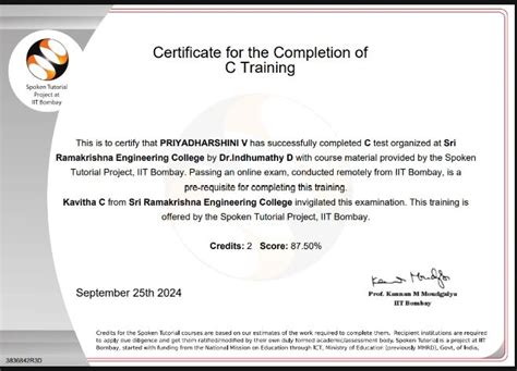 Excited To Have Successfully Completed My Spoken Tutorial Test Priyadharshini Vijayakumar