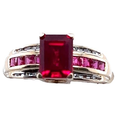 10 Kt Double Stone Synthetic Ruby Ring For Sale At 1stdibs