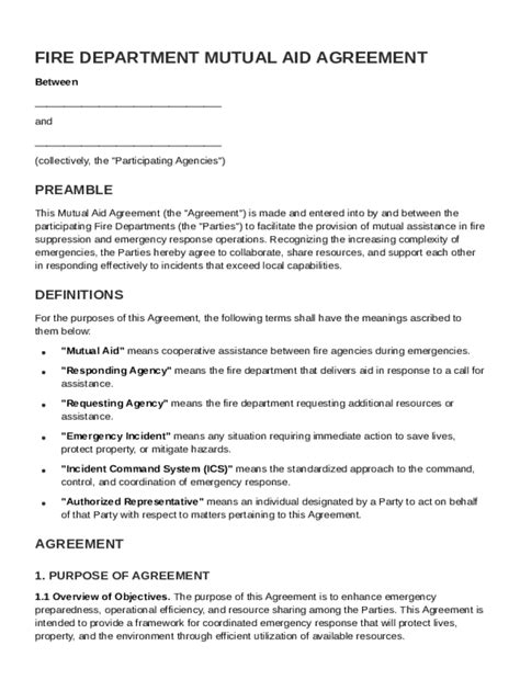 Fire Department Mutual Aid Agreement Template Fill Out And Sign Online