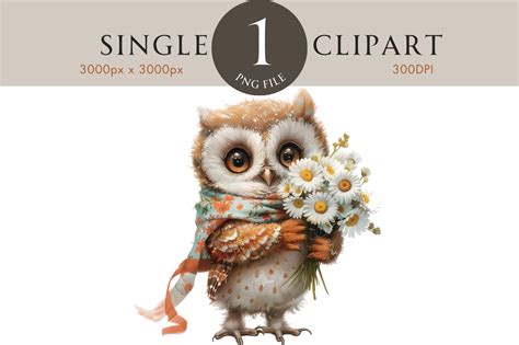 Watercolour Owl With Flowers Clipart Png Graphic By Watercolour Lilley