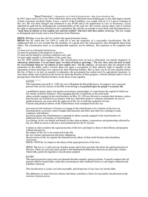 Equal Protection Cases Pdf Equal Protection Clause Legal Personality