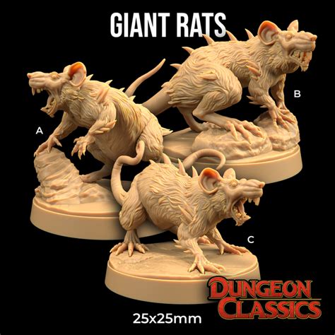 3d Printable Giant Rats Presupported Dungeon Classics By Dungeon