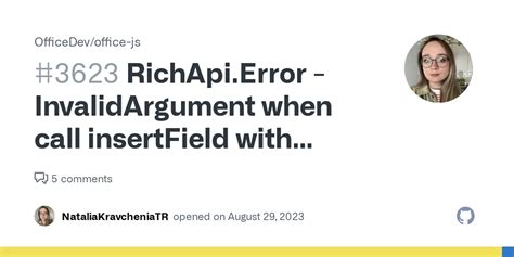 RichApi Error InvalidArgument When Call InsertField With Word FieldType Ref In Word Online