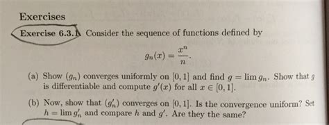 Solved Consider The Sequence Of Functions Defined By Gnx