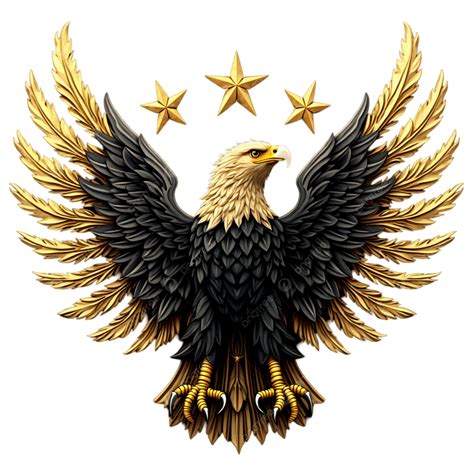 Majestic Black And Gold Eagle Emblem Freedom Bird Wings Png