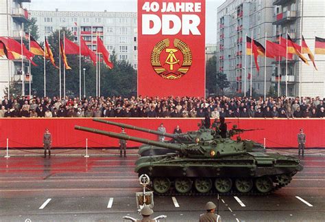 East German T 72 Tanks On Parade For The 40th Anniversary Of The