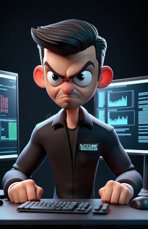 Focused Cyber Security Engineer Working In Dark Room With Multiple