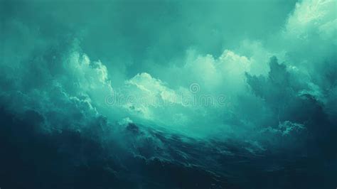 Teal Ocean Waves Abstract Art Ai Generated Stock Illustration