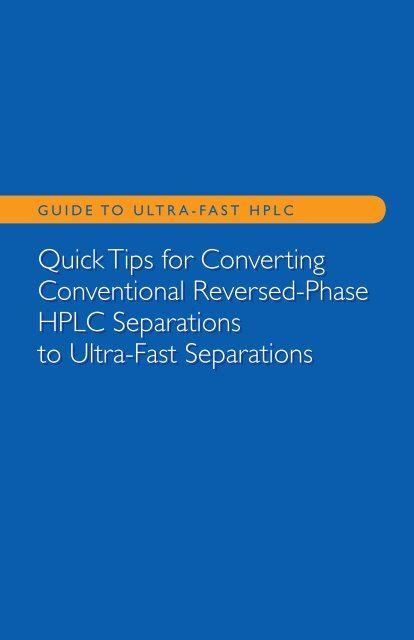 Fused Coreâ ¢ Particles For Very Fast Hplc Separations