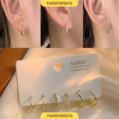 Jual 3 Pasang Set Anting Anting Gold Isi 3 Pasang S925 Anti Karat