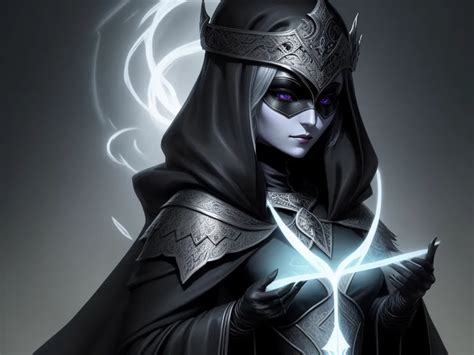 1080p Photo 1 Solo Female Drow Cleric Beautiful Face Black