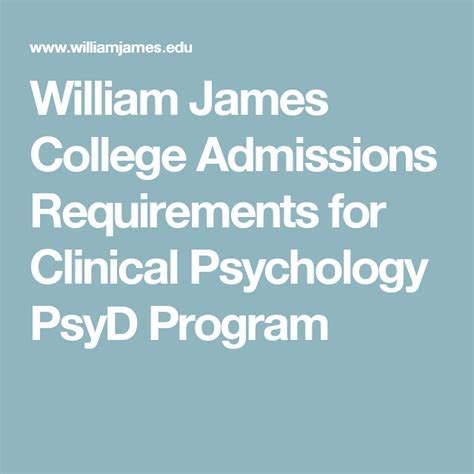 William James College Admissions Requirements For Clinical Psychology