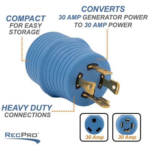 30 Amp Generator Adapter Plug 3 Prong 30 Amp To 15 Amp Generator