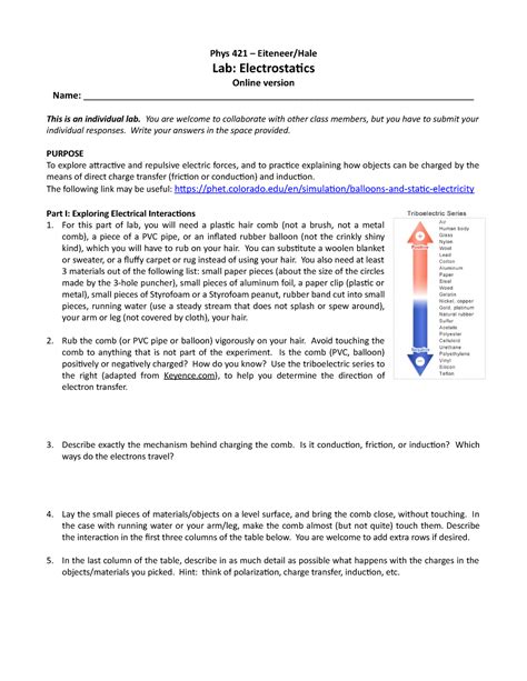 Electrostatics Lab High School At William Trusty Blog
