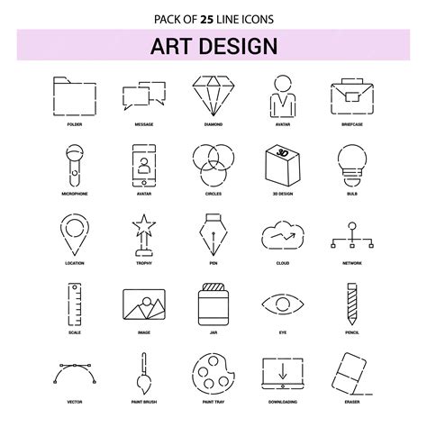 Premium Vector Art And Design Line Icon Set 25 Dashed Outline Style