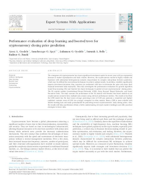 Performance Evaluation Of Deep Learning And Boosted Trees For Cryptocurrency Closing Price