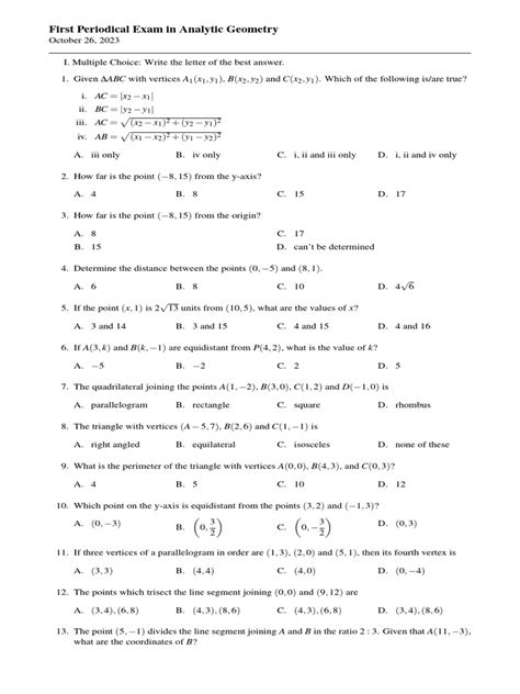 1st Quarter Exam Pdf Triangle Classical Geometry