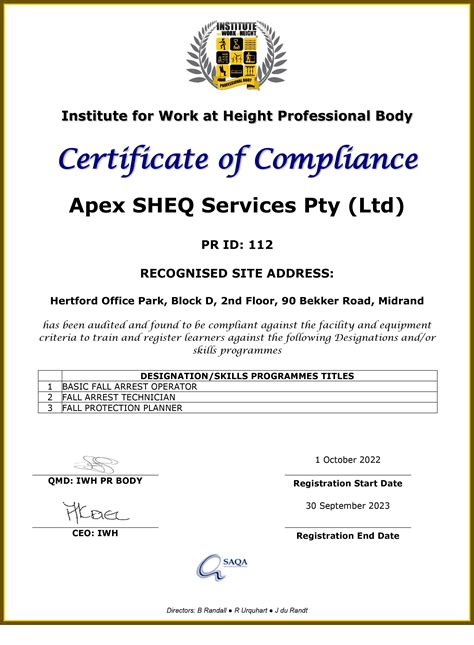 Certificate Of Compliance