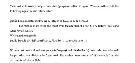 Solved Your Task Is To Write A Simple Java Class Program