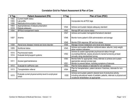 Correlation Grid For Patient Assessment And Plan Of Care And Correlation Grid For Patient Assessment And Plan Of Care And