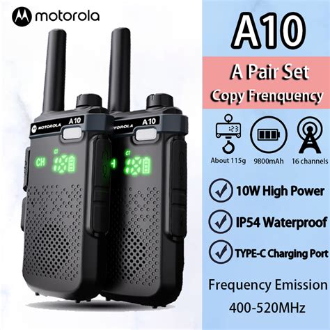 2pcs Motorola A10 Mini Walkie Talkie 10w 10km Range 400 520mhz