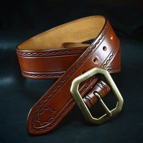 Hand Tooled Brown Belt Unique Fm Design Freddie Matara Leather