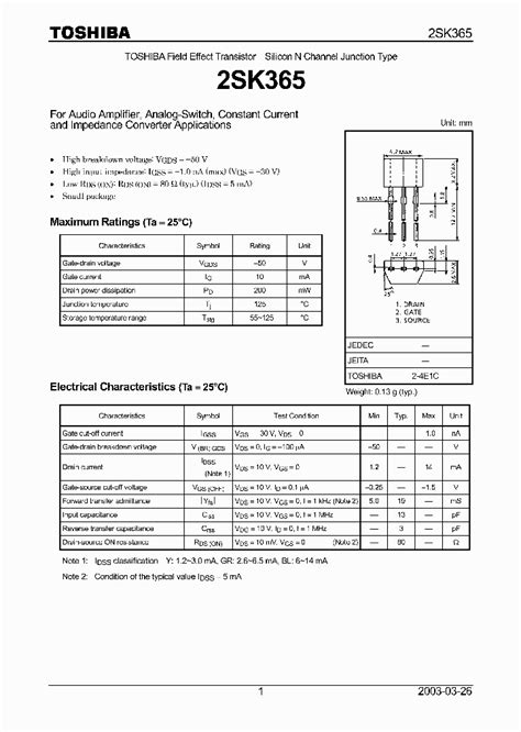 2sk365 107531 Pdf Datasheet Download Ic On Line