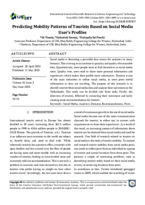 Pdf Predicting Mobility Patterns Of Tourists Based On Social Media Users Profiles