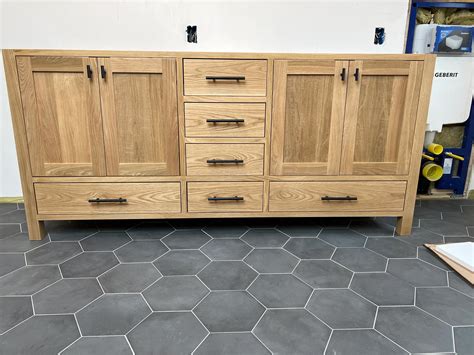 Custom White Oak Bath Double Vanity Roxbury Ma Grain Architectural