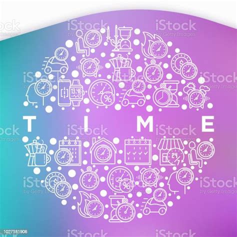 원 선 아이콘에서에서 시간 개념 커피 시간 스톱 워치 스마트 시계 뜨거운 시간 판매 마감 알람 오픈 시간 카운트 다운 현대 벡터 그림 인쇄 매체에 대 한 템플릿입니다 개념에