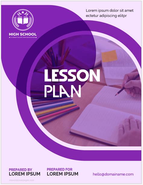 Lesson Plan Cover Page Templates For Word Download And Edit
