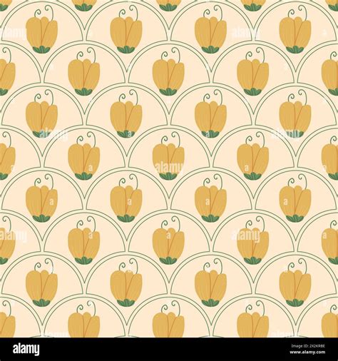 Decorative Wildflowers Bud Art Nouveau Style Seamless Pattern Floral