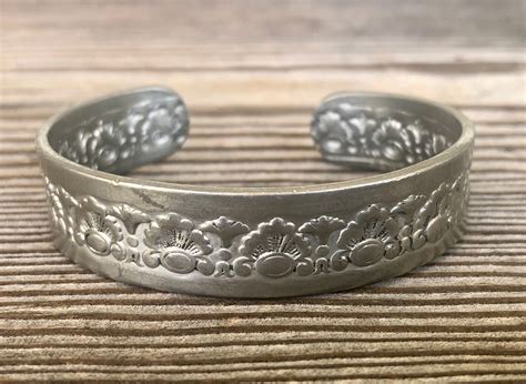 Vintage Pewter Cuff Bracelet Etsy