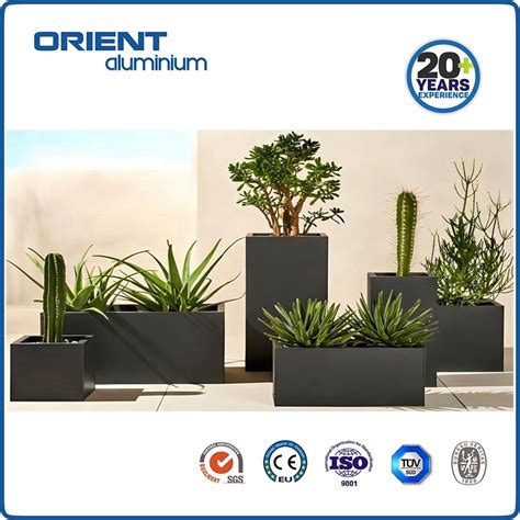 Customized Outdoor Decorative Aluminum Planters Box In Powder Coating