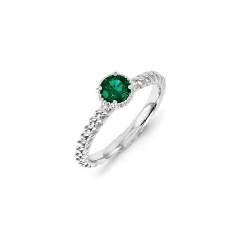 Sterling Silver Stackable Expressions Created Emerald Ring Ebay