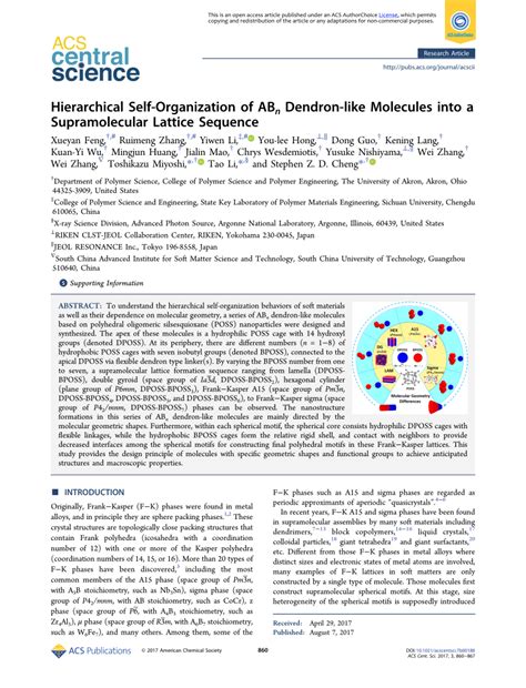 Pdf Hierarchical Self Organization Of Ab N Dendron Like Molecules Into A Supramolecular