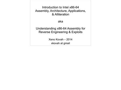 pdf introduction to intel x86 64 assembly architecture