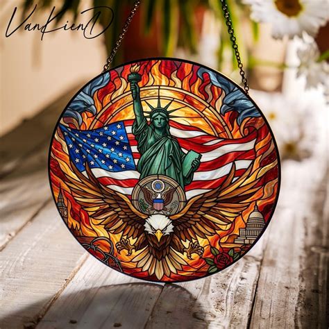 Usa 250th Anniversary Stained Glass Suncatcher American Eagle