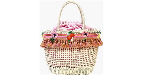 Anna Sui Raffia Tassel Bag In Red Lyst