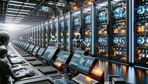 Data Center Multiple Rows Of Operational Server Racks Concept Of