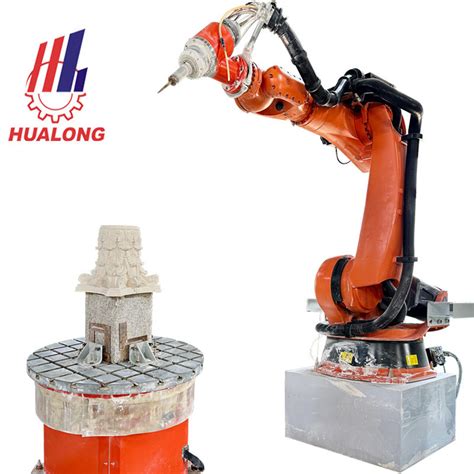 Hualong Machinery Kuka 6 7 Axis Robotic Arm Robot 3d Cnc Router Marble Granite Engraving Stone