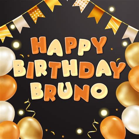 Premium Photo Happy Birthday Bruno Gold Confetti Cute Balloon Card